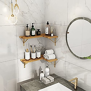 G&W Gruwald Rustic Corner Shelves Wall Mounted Set of 2, Corner Floating Shelves for Bedroom, Kitchen, Bathroom, Living Room