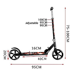 ygqtbc Children Scooter -Scooter for Kids Wheel Kick Scooter for Toddler Girls & Boys, Lean to Steer, 4 Adjustable Height, Light Up Wheels for (Color : Black)