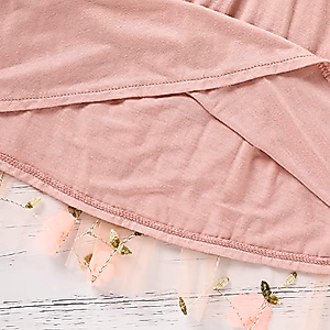 Toddler Baby Girls Tutu Dress Sleeveless Floral Print Layered Tulle Dress Little Girl Princess Dresses with Flower Headband (Pink, 6-12 M)