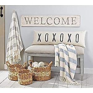 Mud Pie Polyester XOXOXO Washed Canvas Long Pillow 4163015, 1 Count (Pack of 1)