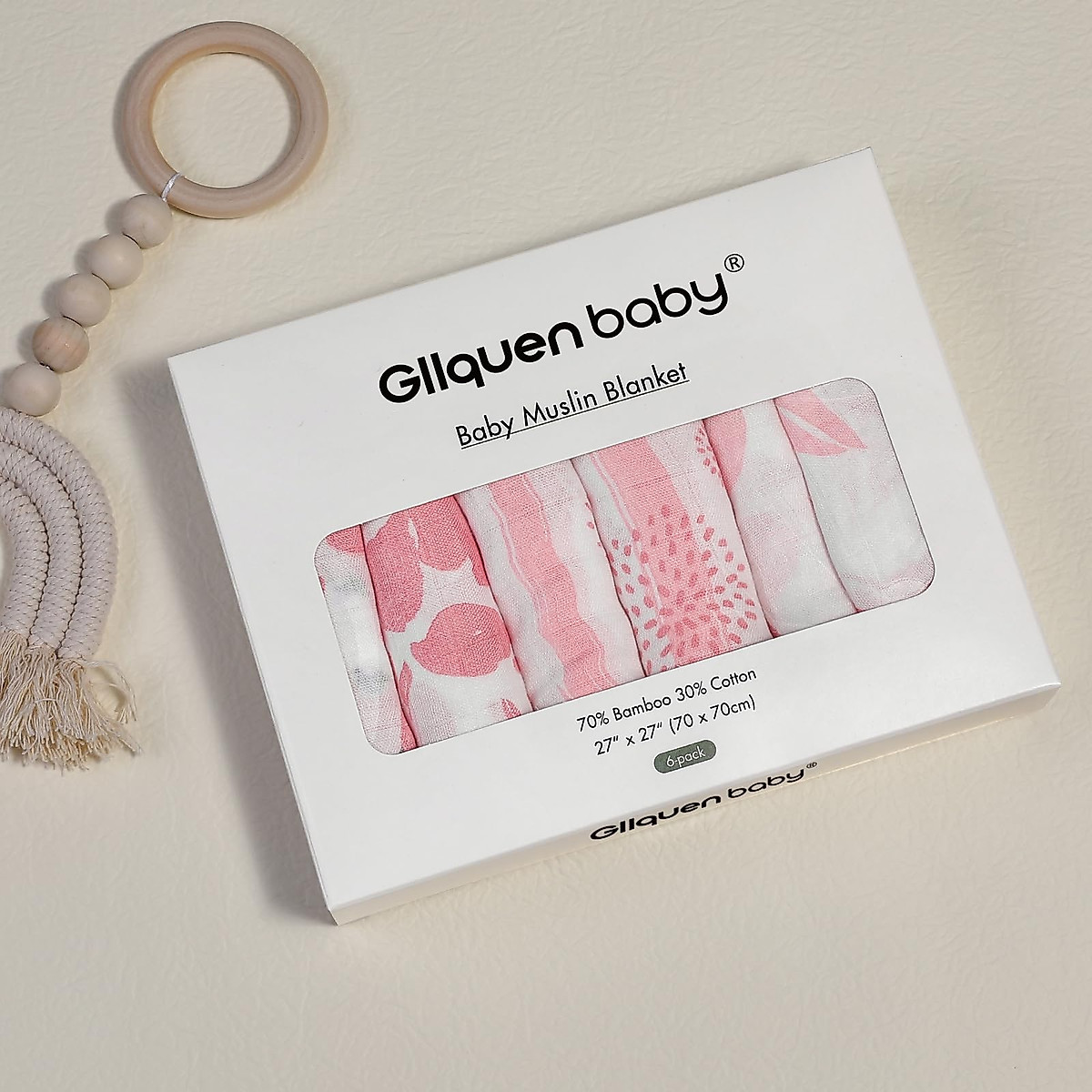 GLLQUEN BABY Receiving Blanket Boy Cotton Muslin Swaddle Blankets Girl Newborn Squares Breathable & Soft Thin Baby Blankets Cloths Double Absorbent Infant Swaddling Wrap - 6 Pack (Flower)