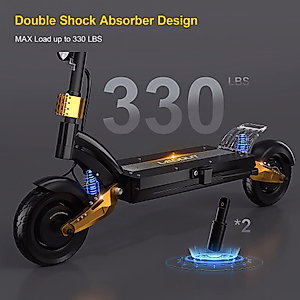 LEOOUT Electric Scooter 2800w Motor, 50-60 Miles Long Range & 40 MPH Speed, Upgraded 52V 25AH Battery, 10'' Heavy Duty Off-Road Tire, Electric Scooter for Adults