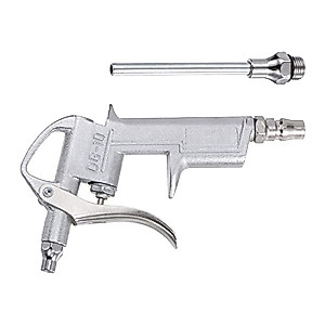 HARFINGTON Air Blow Gun Stainless Steel High Pressure Dust Blower Gun with Extension Air Tool 150mm Handle for Cleaning Car Computer Dust, Silver Tone