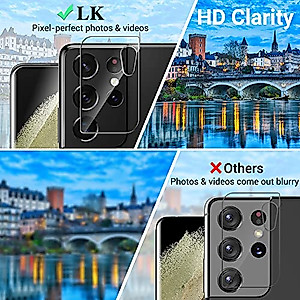 LK [2+2 Pack] for 2 Pack Samsung Galaxy S21 Ultra Screen Protector [Not Glass] 6.8-inch with 2 Pack Camera Lens Protector [Fingerprint Reader] Ultra-thin Soft Film, Self-Healing, Easy Install