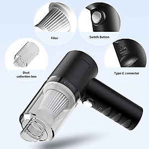 3 in 1 Wireless Handheld Car Vacuum Cleaner, 9000PA Powerful Suction Mini Portable Vacuum Cleaner, USB Cordless Handheld Car Vacuum Cleaner Rechargeable for Car, Home, Office