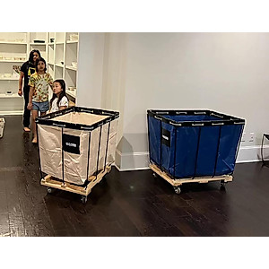 HIGOOD Canvas Basket Bulk Truck,Service Carts 8 Bushel Knock Down Truck, 10.0 cu. ft, 400 lb, 34" L X 22" W X 30.5" H Capacity