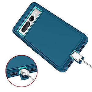 I-HONVA for Google Pixel 7 Pro Case Shockproof Dust/Drop Proof 3-Layer Full Body Protection [Without Screen Protector] Rugged Heavy Duty Durable Cover Case for Google Pixel 7 Pro 6.7 inch,Turquoise
