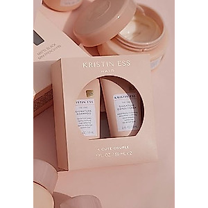 Kristin Ess Signature Travel Size Salon Shampoo and Conditioner Set for Moisture, Softness + Shine - Anti Frizz + Lightly Clarifying - Sulfate Free, Vegan + Safe for Color Treated Hair - 2 Fl. Oz.