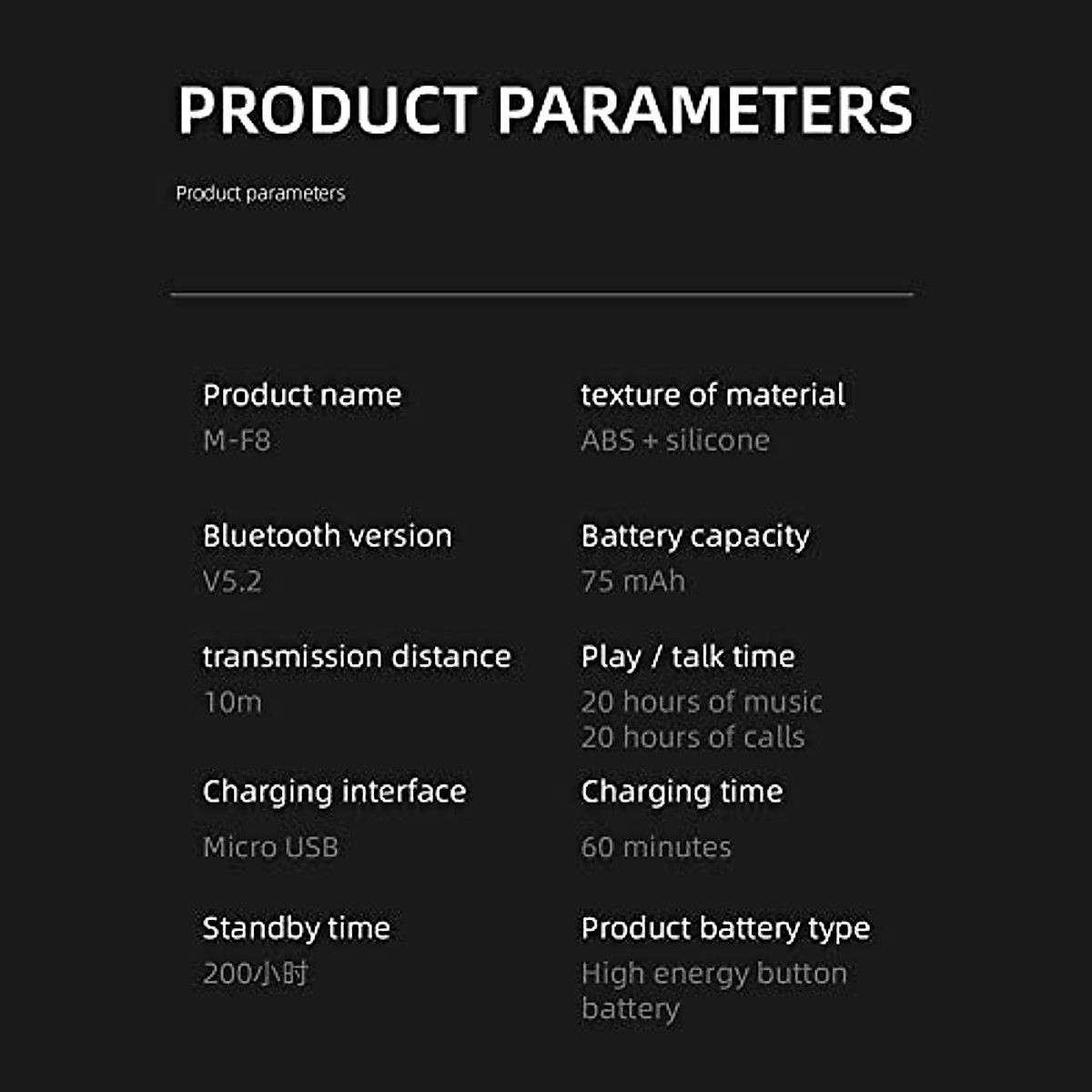 AZURAOKEY Bluetooth Headphones Wireless Earbuds, M-F8 Waterproof Hanging Single Ear Earbuds Bluetooth-Compatible 5.2 Noise Cancelling Sports Wireless Business Headphones Headset