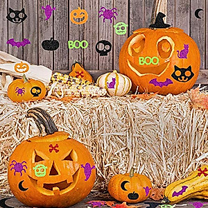 Halloween Foam Stickers Glitter Craft Stickers for Kids 100PCS Self-Adhesive Pumpkin Ghost Shape Puffy Stickers for Halloween Party Supplies Decorations (100PCS)