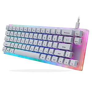Womier K66 60% Percent Mechanical Keyboard, Hot Swappable Wired RGB Backlit Keyboard, Gateron Switch Acrylic Gaming Keyboard for PC PS4 Xbox, Red Switches