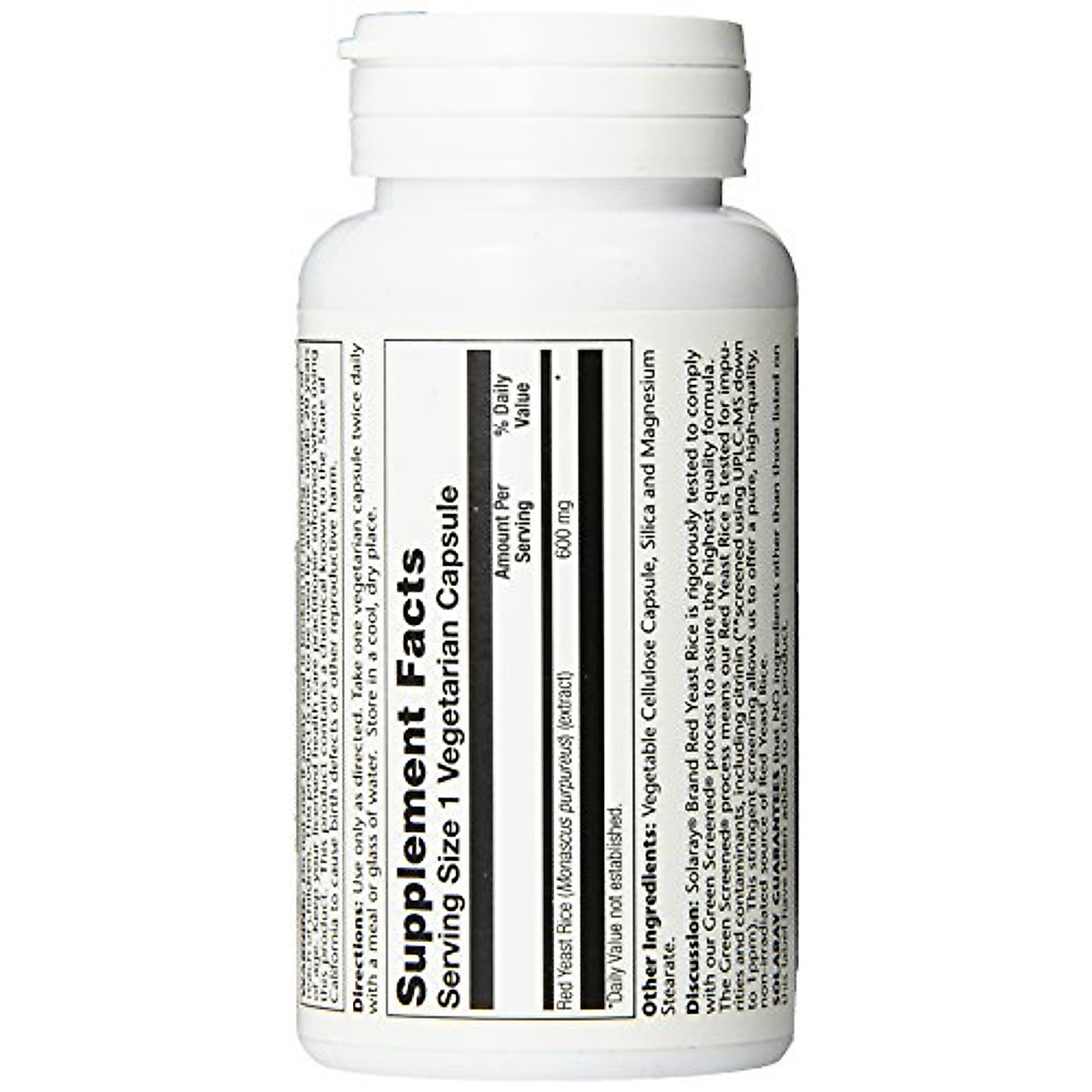 Solaray Red Yeast Rice Capsules, 600 mg, 90 Count