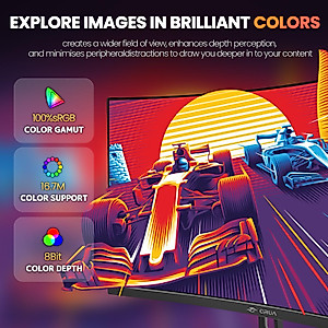 CRUA 32" 144Hz/180Hz Curved Gaming Monitor,1800R Display,1ms(GTG) Response Time, Full HD 1080P for Computer Monitors, Laptop, Auto Support Freesync and Low Motion Blur, DP, HDMI Port-Black