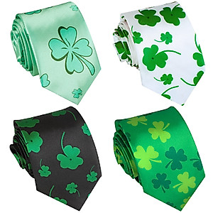 8 Pcs St. Patrick's Day Tie Men's Neckties Green Shamrock Tie Clover Bow Tie (1)