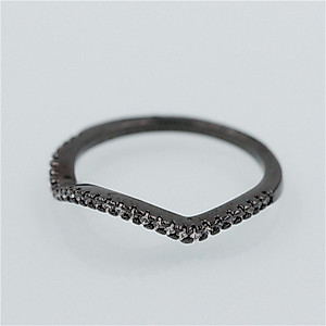 Uloveido Fashion Black Mystic Created Diamond Engagement Wedding Eangagement Promise Stackable Rings Set for Her Anniversary Size 8 Y171