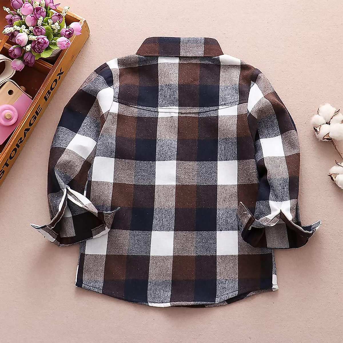 Fuermos Toddler Baby Boy Girls Outfits Plaid Flannel Long Sleeve Shirt Tops Kid Clothes(4-5T)