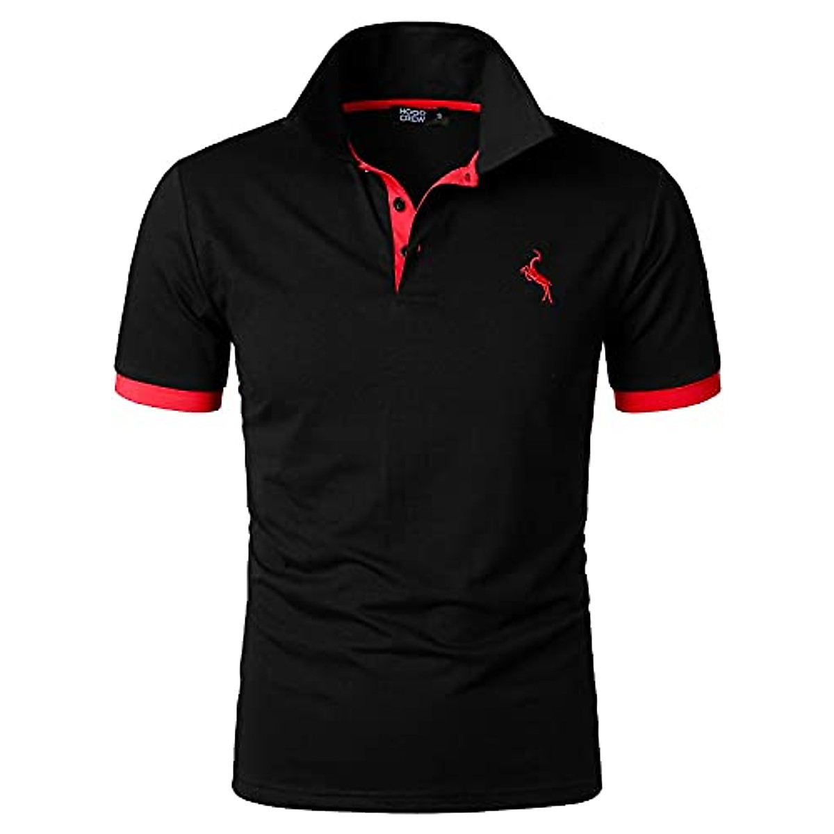 HOOD CREW Men’s Classic Polo Shirt Short Sleeve Shirts Lightweight Casual Tops Black XL