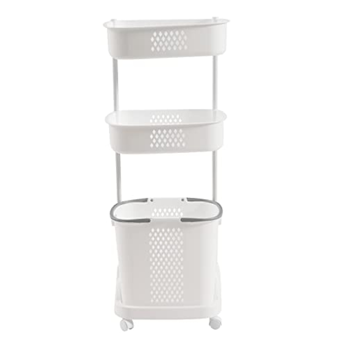 Removable Basket Laundry Cart with Clothes Rack, Multi-layer Clothes Storage Laundry Basket, Bathroom Rolling Household Dirty Clothes Baskets Stand for Bathroom Laundry (Style2)