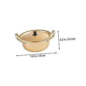YARNOW 2 Pcs Korean Instant Noodle Pot Japanese Noodles Ramen Ceramic Frying Pan with Lid Steamer Cookware Deep Saucepan Korean Pots for Cooking Aluminum Pot Kitchen Pan Ramen Pot Candy