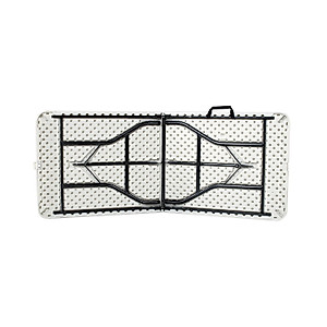 Ontario Furniture 6 Foot Plastic Folding Table - Folds in Half with Carrying Handle Rectangular - Lightweight and Portable - White Resin with Sturdy Steel Frame