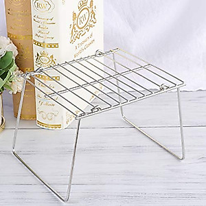 Happyyami Grill Cooling Rack BBQ Wire mesh BBQ Burning Stove Charcoal Grill Rack Baking Cooling Racks Grill Grid BBQ Grill Racks Table top Grill Mini BBQ Tools Travel Ultra Light Steel Wire