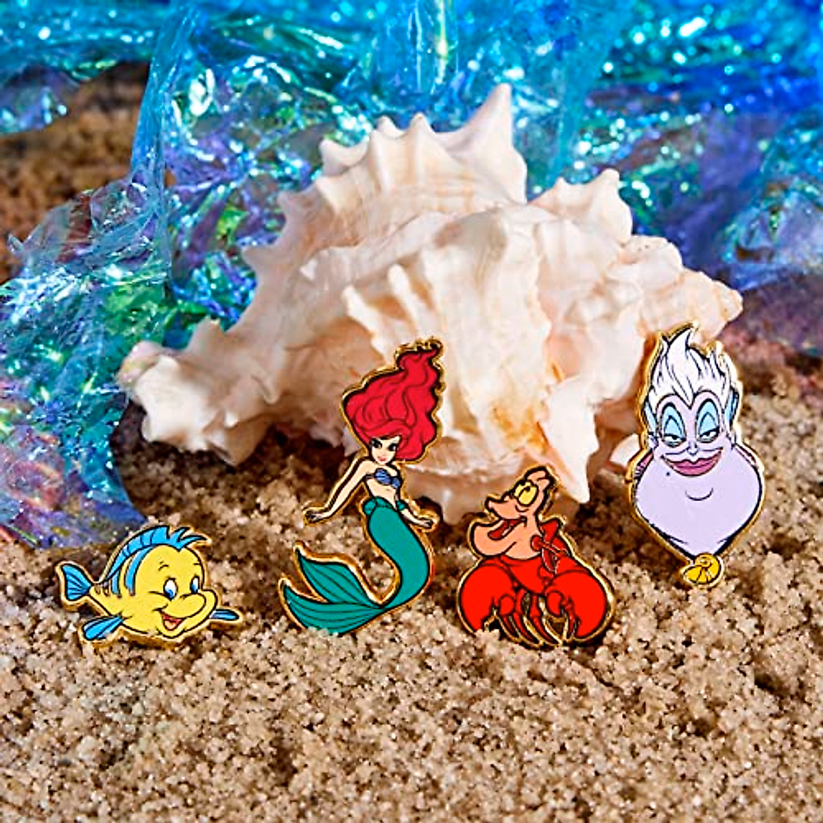 Loungefly Disney The Little Mermaid 4-Piece Pin Set (Ariel, Flounder, Sebastian, Ursula), Amazon Exclusive