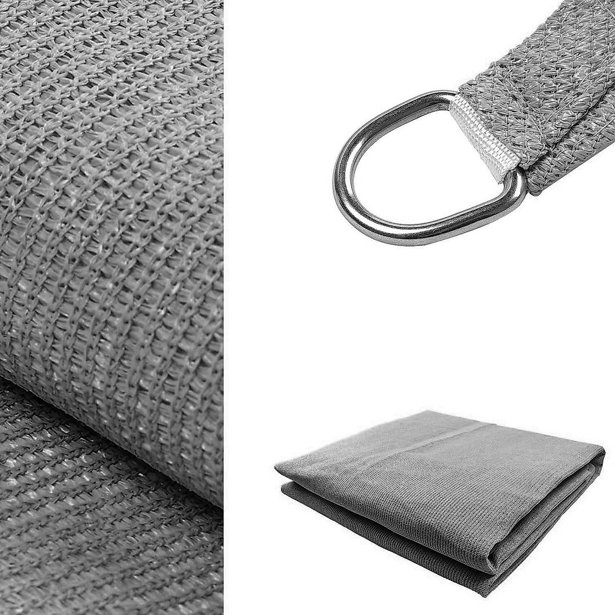 KHOMO GEAR Triangle Sun Shade Sail 16x 16 x 16 Ft UV Block Fabric - Grey