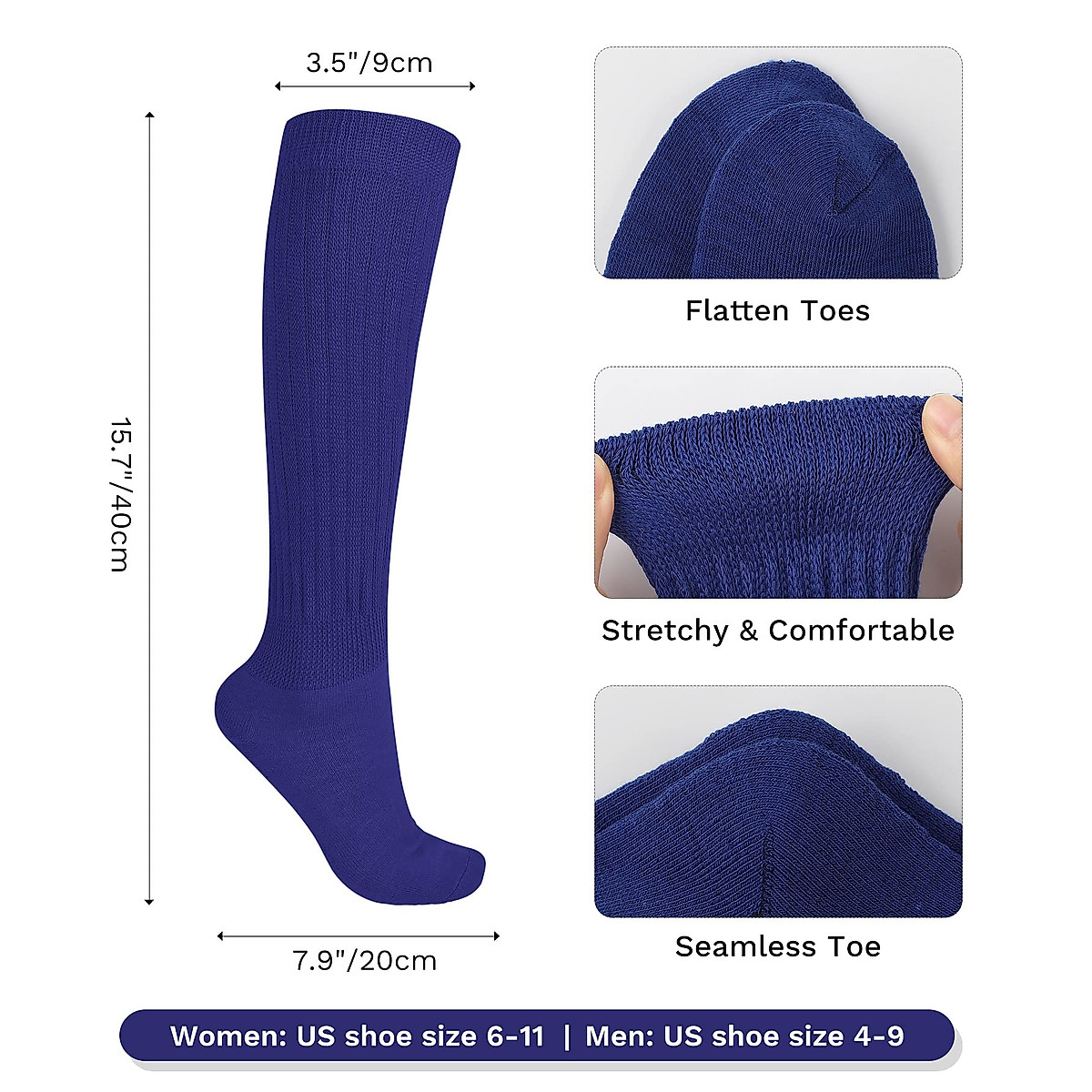 JOCMIC Slouch Socks for Woman 3 Pairs Women Scrunch Socks Extra Long Knee High Slouchy Socks Size 6-11 dark purple+wine red+dark blue