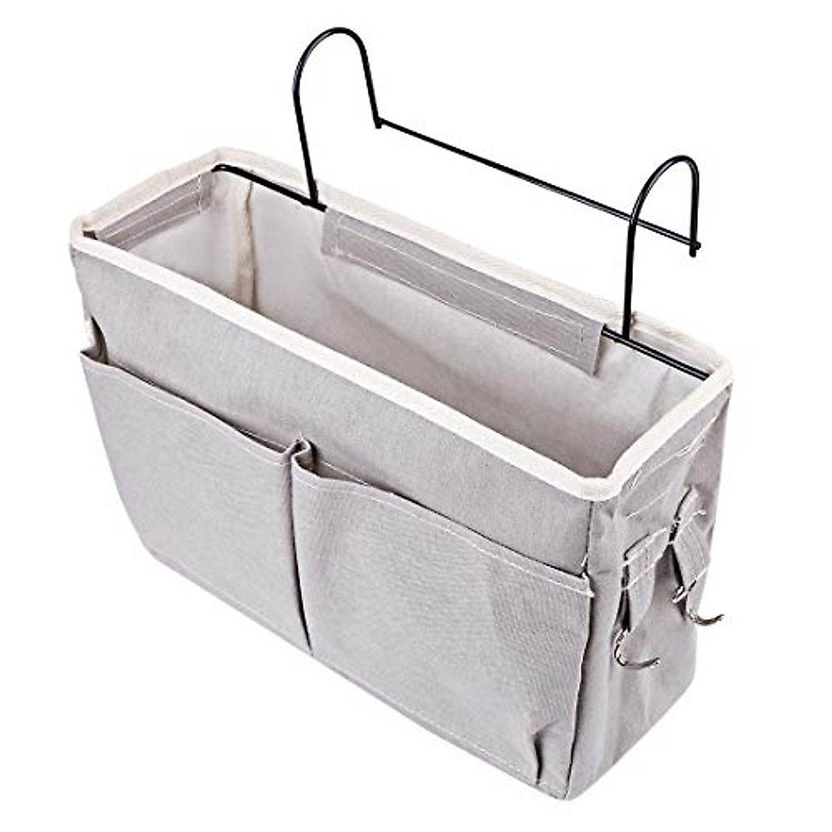 Scakbyer Bedside Caddy, 2PCS Bedside Storage Hanging Bag Bunk Bed Storage Caddy for Dormitory Room, Hospital Bed Rails, Baby Bed, Camp (Grey)