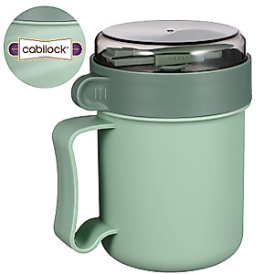 Cabilock Microwave Soup Mug with Lid and Scoop Portable Microwaveable Breakfast Cup for School Office Outdoor Travel Student