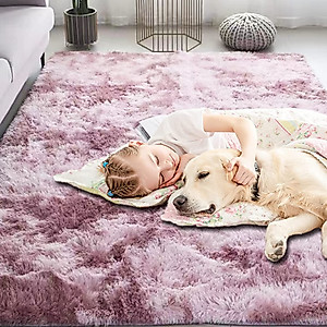 MUHE Fluffy Soft Area Rugs-Plush Rug for Girls Bedroom,Shaggy Rug for Kids Playroom,Kawaii Princess Rug,Fuzzy Rug for Nursery Baby Toddler,Cute Clorful Room Decor for Teenage (Lotus Pink,2 ft x 4 ft)