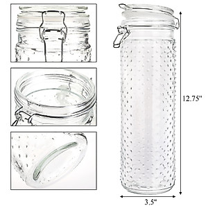 Yesland 2 Pcs 60 Oz Glass Food Storage Jar Canister with Airtight Seal Lid - Large Noodle Holder/Spaghetti Storage Container - Cereal Containers for Kitchen Canning, Pasta, Sugar, Beans and Spice