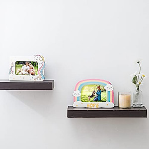 Ceramic Picture Frame Rainbow Decorative with High Definition Really Plexiglass Sheet for Table Top Desk Photo Display or Hanging White Color Memento (4x6/5x7)