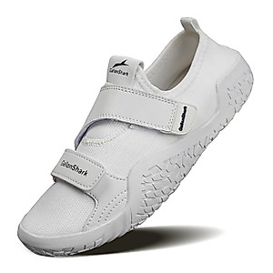 JiuQing Deadlift Shoes Women Indoor Gym Barefoot Shoes Fitness Cross-Trainer Sneaker for Squat Running,White,6.5