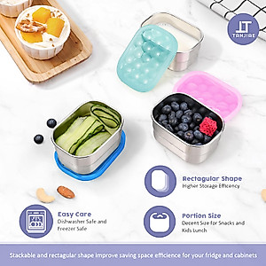 Tanjiae Kids Snack Pro - Stainless Steel Snack Containers for Kids | Easy Open Leak Proof Small Food Containers with Silicone Lids - Perfect Metal Toddler Lunch Box for Daycare and School (8oz*3)