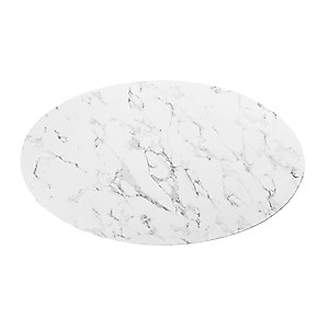 Modway Lippa 48" Oval Artificial Marble Dining Table, Black White