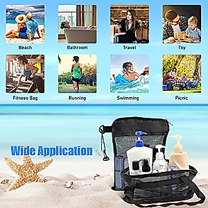 Yotako 2 Pcs Mesh Shower Caddy, Portable Shower Mesh Caddy Bag Quick Dry Shower Bag Mesh Hanging Shower Tote Bag with Zipper (Black)