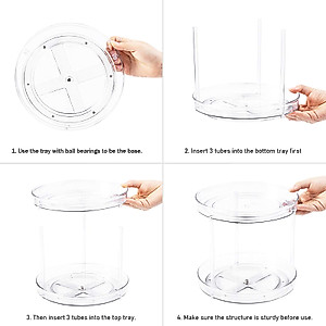 Popdylan 2 Tier Lazy Susan - 360 Degree Rotating Spice Rack - Turntable Cabinet Organizer for Cabinet, Fridge, Kitchen, Bathroom, Vanity Display Stand (10.6in)