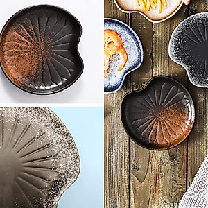 NJLJOM 2 Pack Ceramic Spoon Rest For Stove Top, Heat-Resistant Utensil Rest for Kitchen Counter, Coffee Spoon Rest, Dessert Plates，Small Serving Plates, Kitchen Accessories (Deep Color)