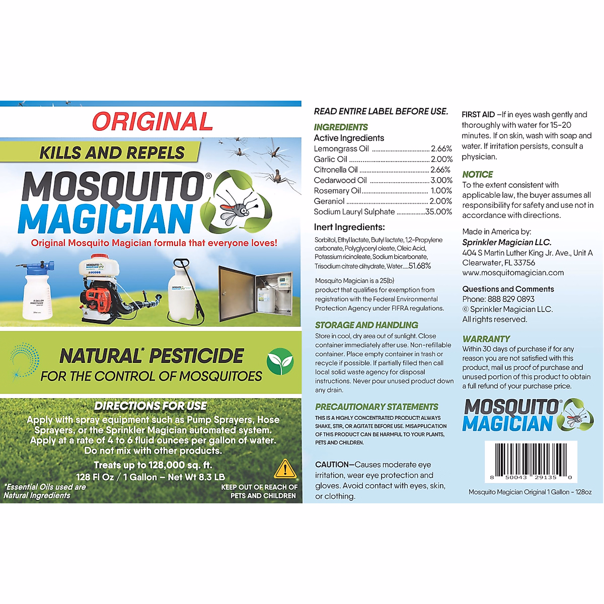 Mosquito Magician 1 Gallon Liquid Concentrate with a 2 Gallon Pump Up Sprayer - User-Friendly - Ideal for Yards, Lawns, Patios - Kills Mosquitoes, Fleas, Fire Ants - Includes 6 Natural Essential Oils