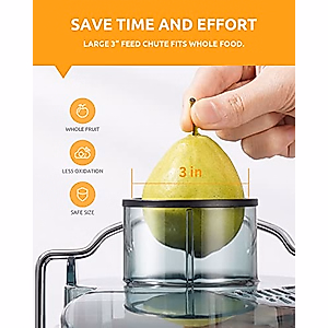 GDOR Juicer with 800W Motor, Juicer Machine with Big Mouth 3” Feed Chute, Dual Speeds Juice Maker for Fruits and Veggies, Anti-Drip Function Centrifugal Juicer, Include Cleaning Brush, BPA-Free, White