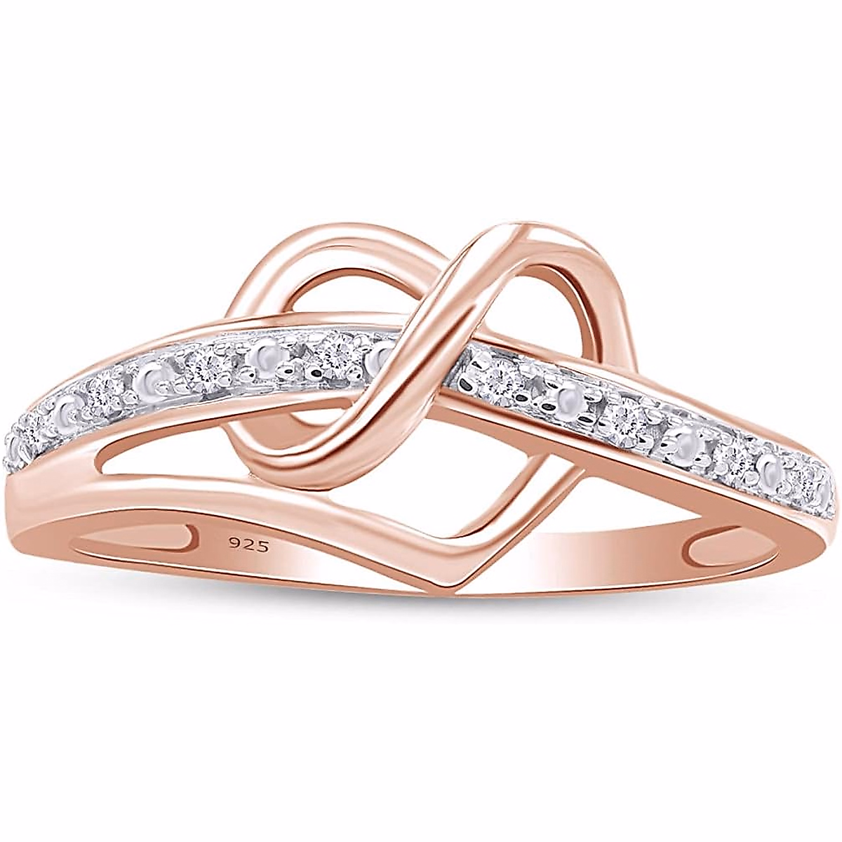 AFFY Sterling Silver Diamond Heart Ring (1/20 cttw, I-J Color, I3 Clarity)