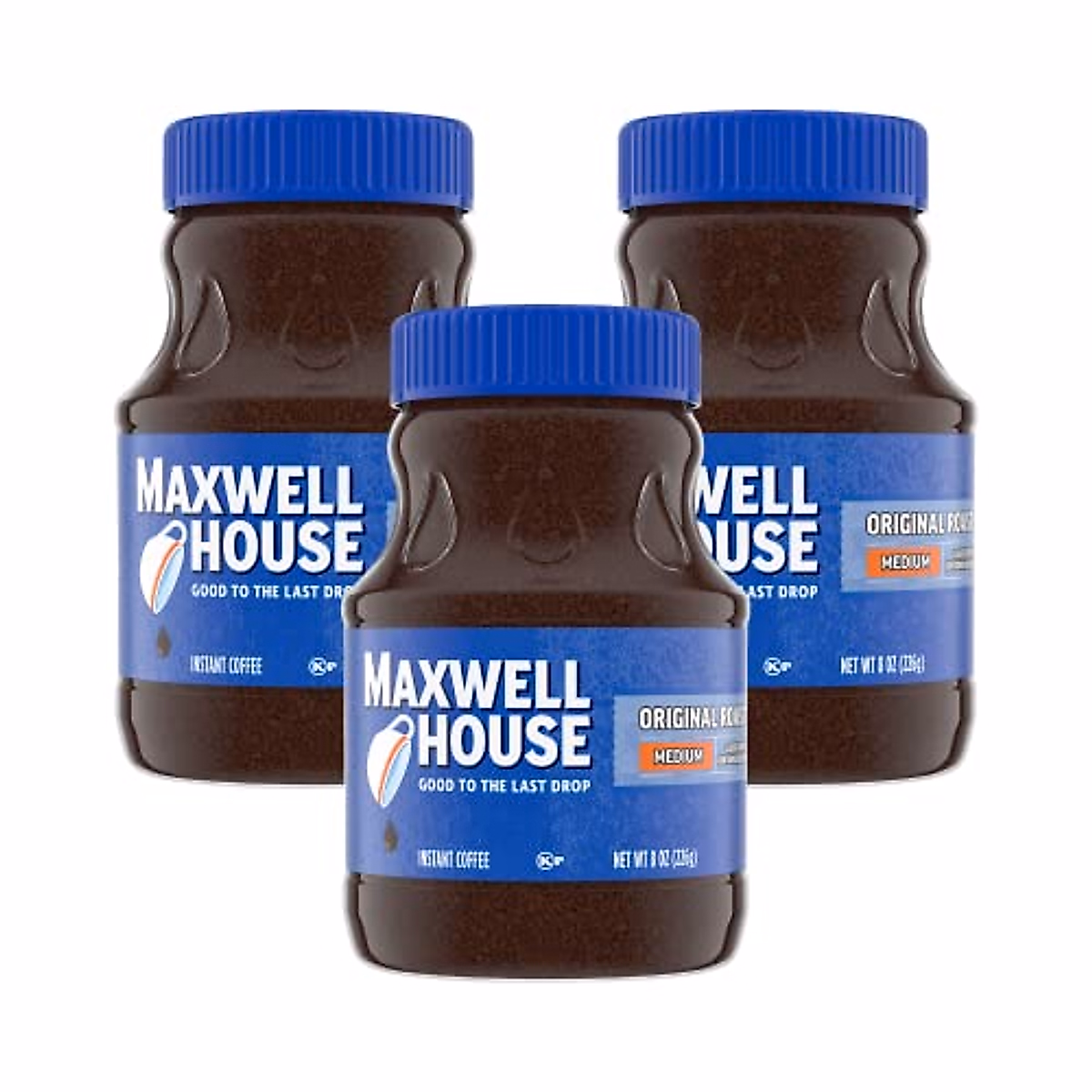 Maxwell House Original Blend Instant Coffee, Medium Roast, 8 Ounce Jar (Pack of 3)