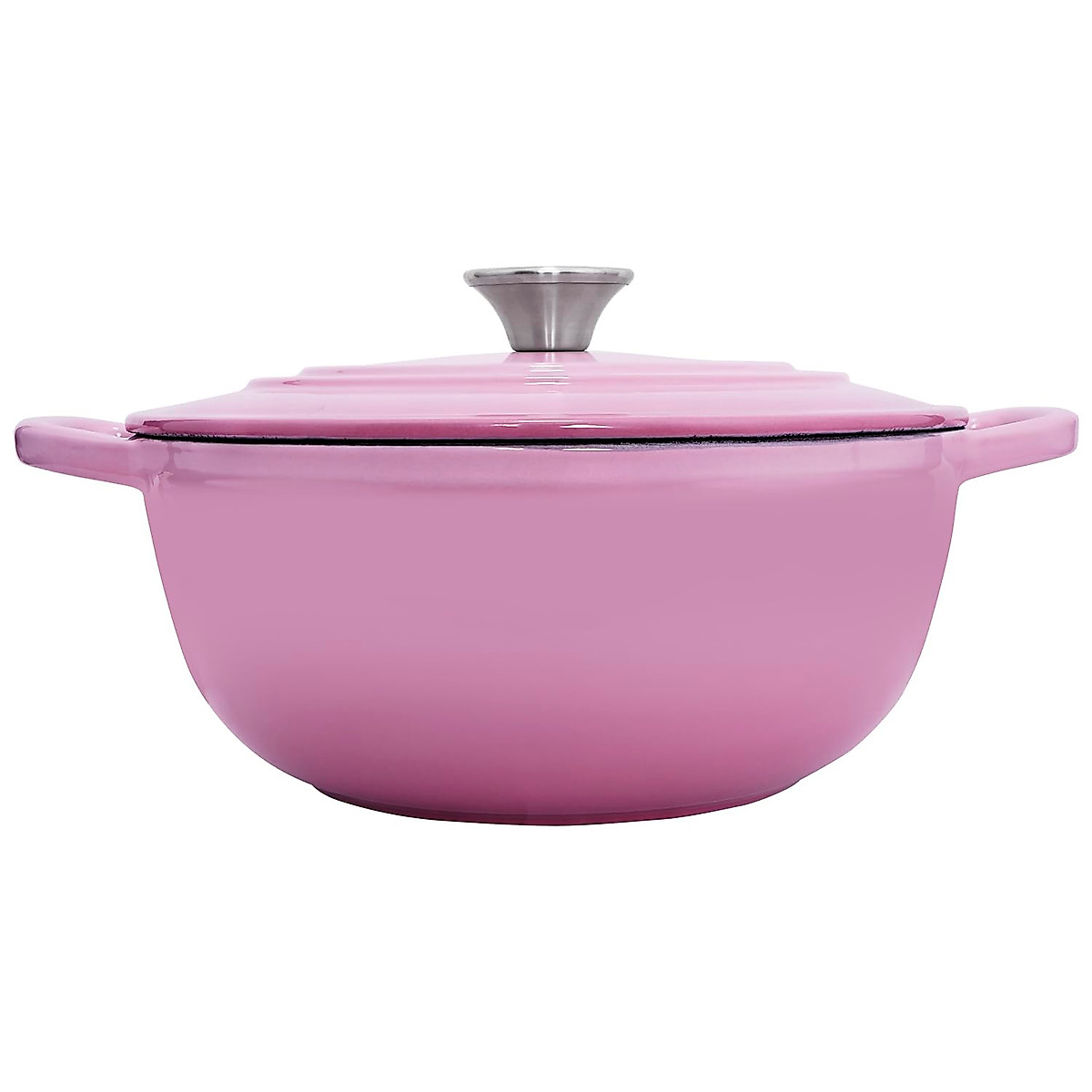 Flavehc Dutch Oven Pot with Lid 4.8 qt Cast Iron Dutch Oven for Bread Baking Pink Enameled Cast Iron Dutch Oven with Handels