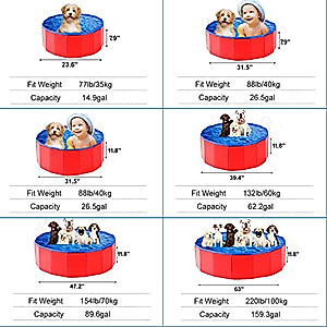 mcgrady1xm Collapsible Pet Dog Bath Pool, Kiddie Pool Hard Plastic Foldable Bathing Tub PVC Outdoor Pools for Dogs Cat Kid