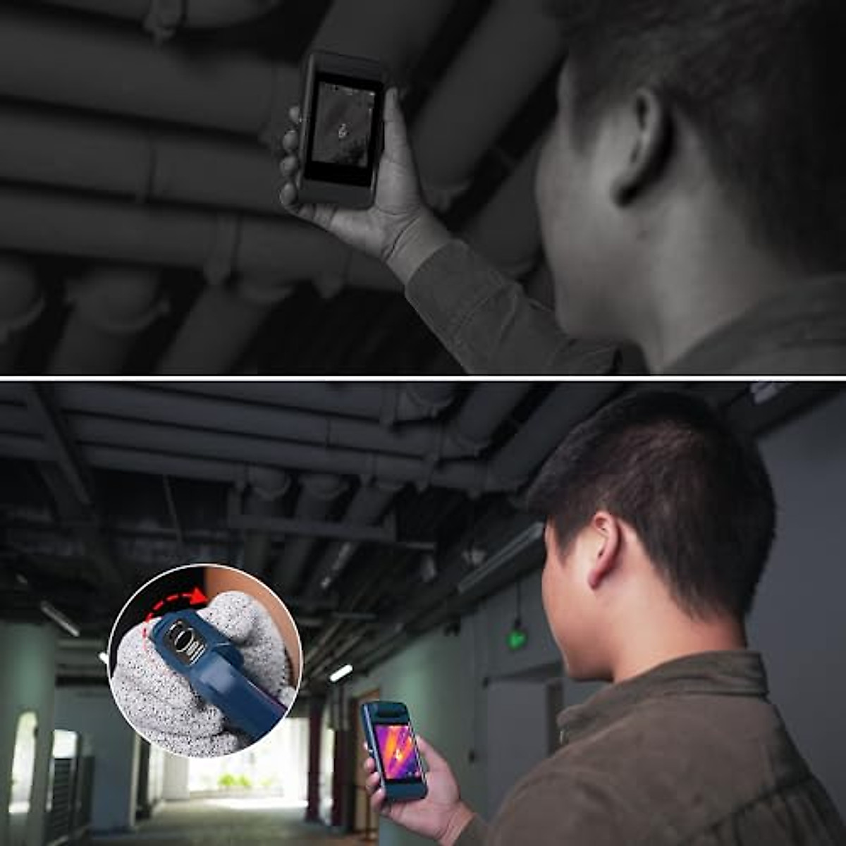 ACEGMET P200 Thermal Camera, 90° Rotating Lens Thermal Imaging Camera with 2MP Visual Camera, 240 x 180 IR Resolution Infrared Camera, 20Hz, 3.5" Touch Screen Thermal Imager, -4°F~1022°F, IP54