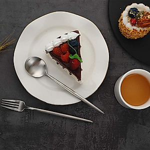 Devico Matte Silverware Set, 20-Piece 18/10 Stainless Steel Flatware Cutlery Utensils Tableware Set Service for 4, Great Gift for Friends/Family, Dishwasher Safe (4 sets, Silver-A)