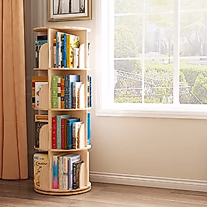 4 Tier 360° Rotating Stackable Shelves Bookshelf Organizer 360 Display Rotating Bookshelf Wood Book Shelf Organizer for Bedroom, Living Room, Study Room - Intexca
