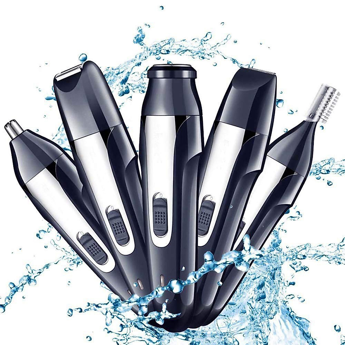 Nose Ear & Hair Trimmer 5 in 1 USB Rechargeable Beard Trimmer Shaver Electric Razor Clippers Wet/Dry Waterproof Eyebrow Grooming Kit for Men/Women. (Black)