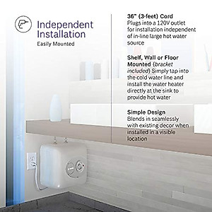 Bosch Electric Mini-Tank Water Heater Tronic 3000 T 4-Gallon (ES4) - Eliminate Time for Hot Water - Shelf, Wall or Floor Mounted